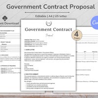 Government Contract Proposal, Template Form, Pdf, Canva - Etsy