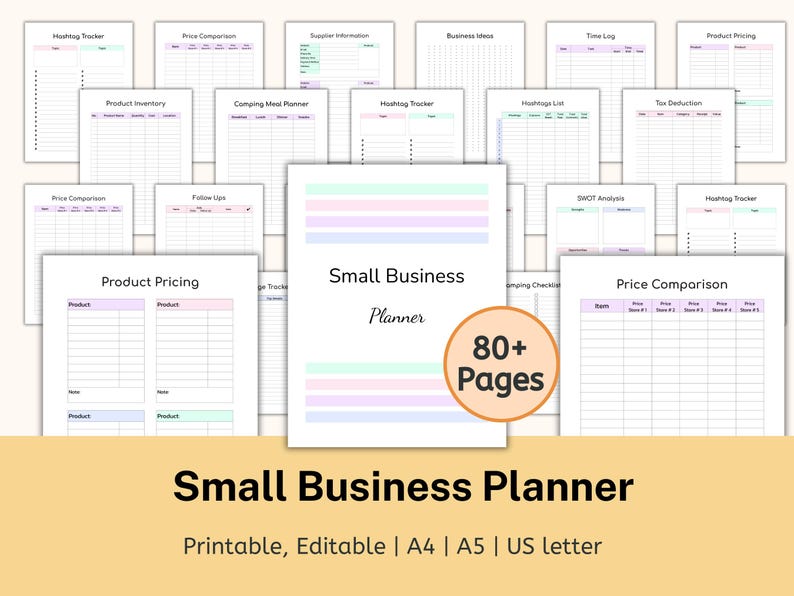 Printable Small Business Daily Planner, Craft Show Templates Bundle ...