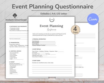 Event Planning Client Questionnaire - Etsy