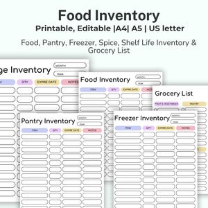 Editable Food Inventory Tracker, Kitchen Inventory, Pantry Inventory ...