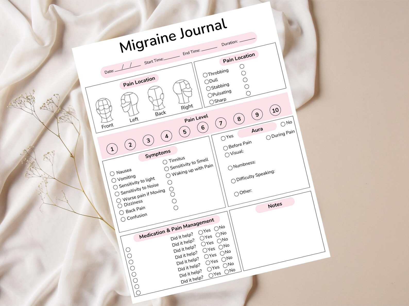 Migraine Tracker, Headache Journal, Headache Log, Medical Planner ...