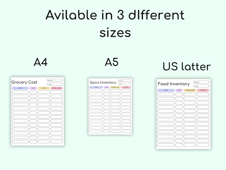 Editable Food Inventory Tracker, Kitchen Inventory, Pantry Inventory ...