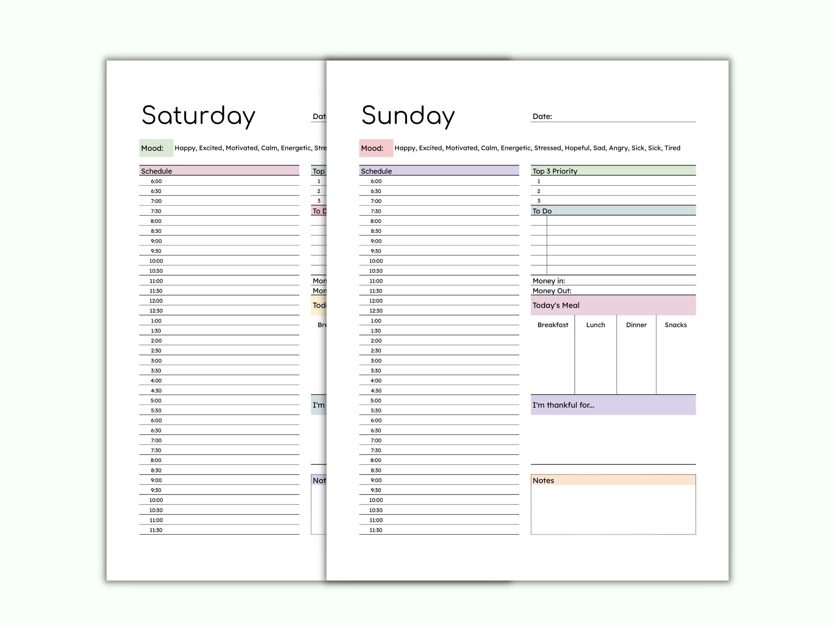7 Days Personal Daily Planner Printable, Holographic Daily Planner ...