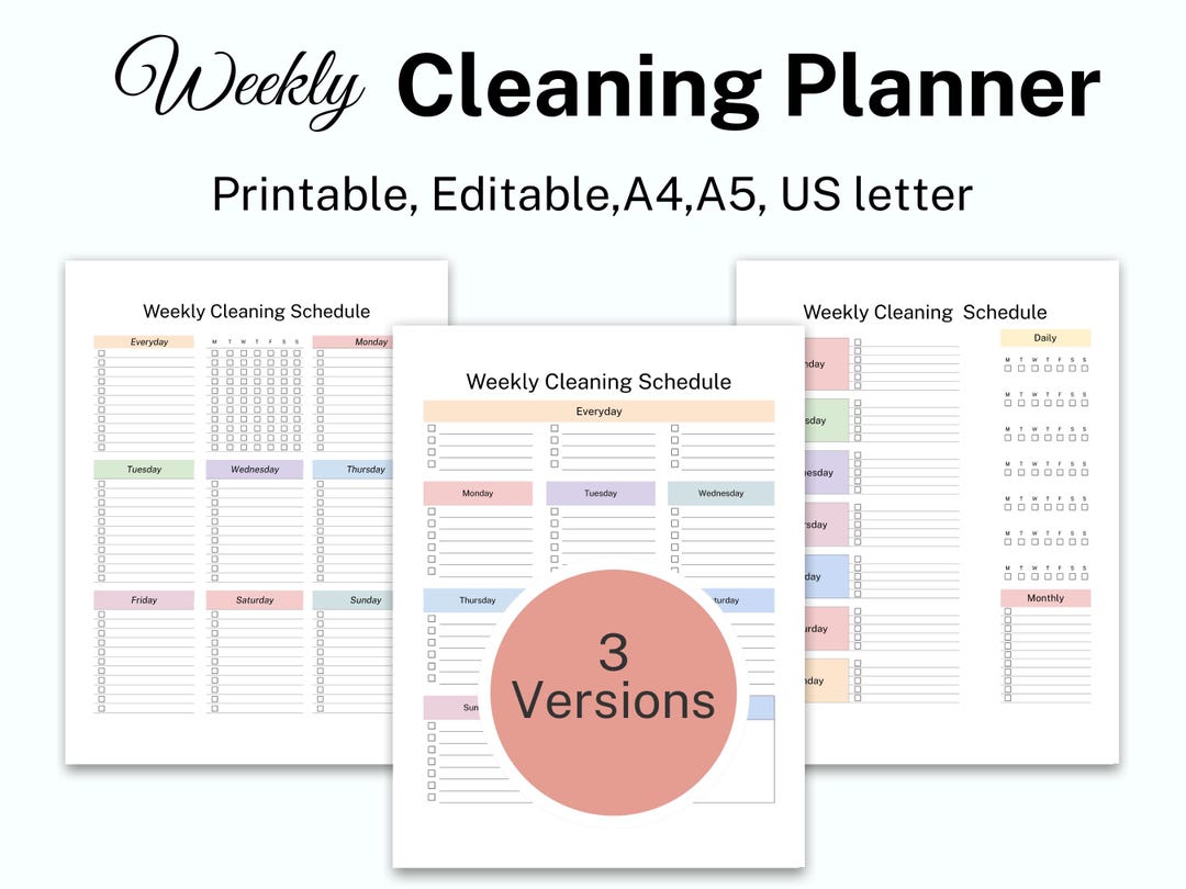 Flylady Cleaning Schedule Printable, Editable Cleaning Planner ...