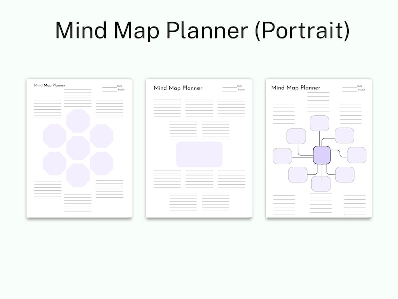 Mind Map Blank Template, Brain Dump Printable, Idea Map, Concept Map ...