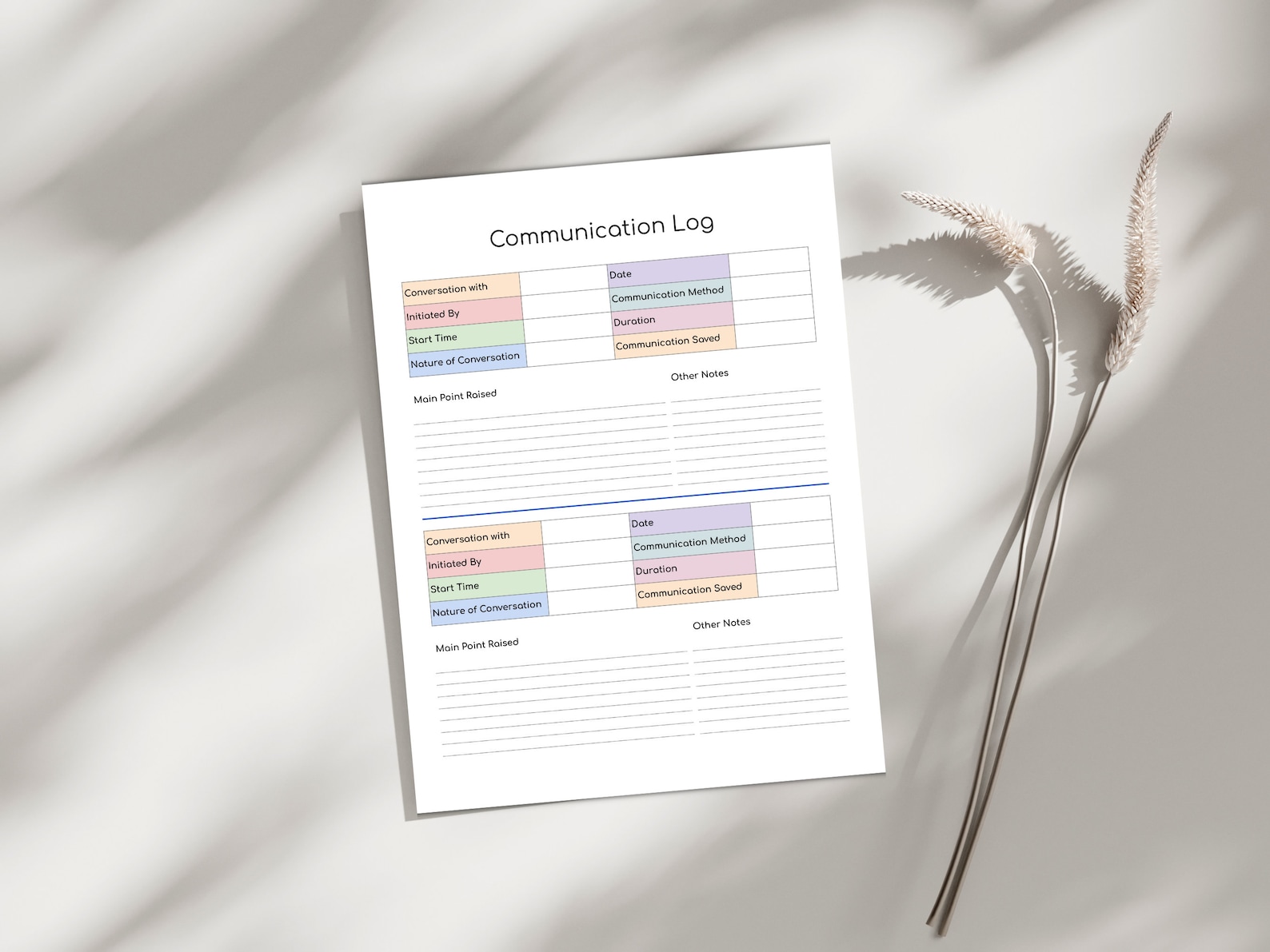 Printable Communication Log, Parent Communication Log, Call Log ...