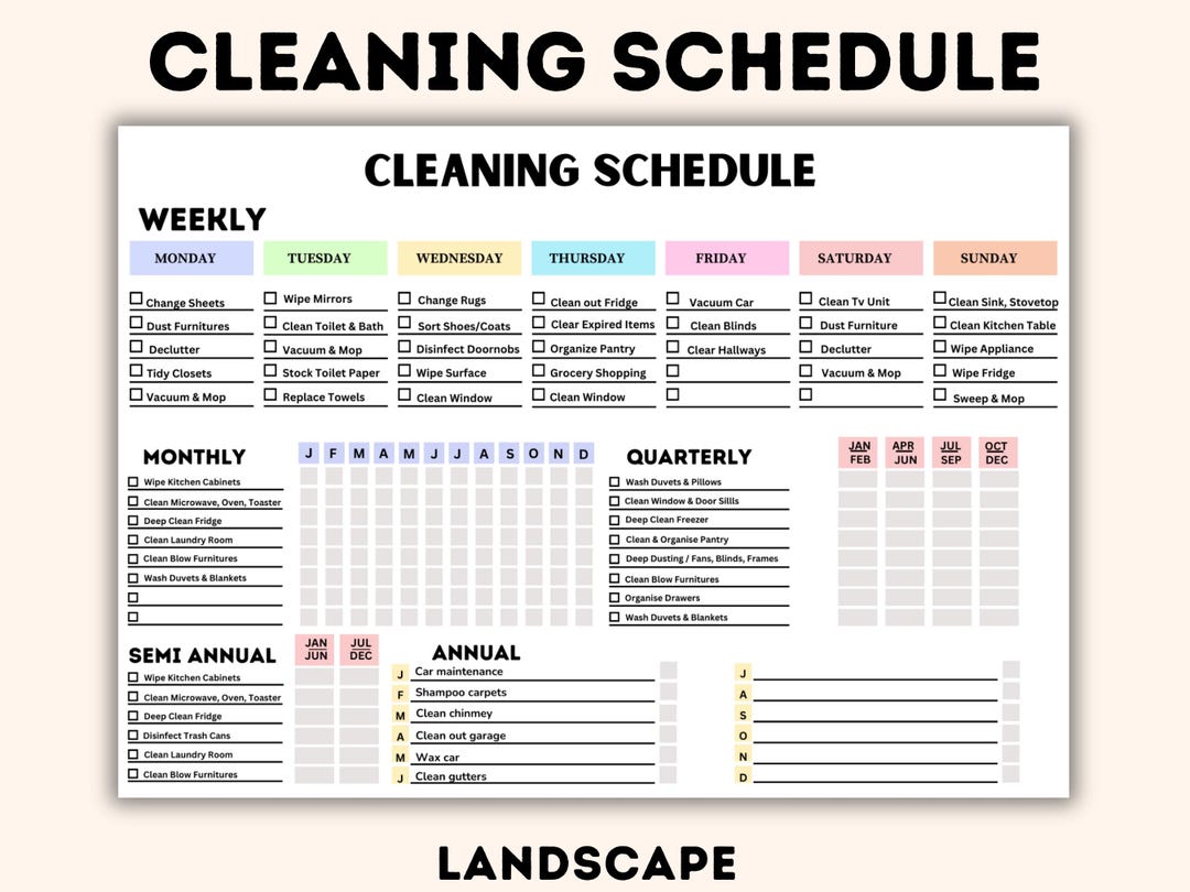 Flylady Printable Schedule, Editable Cleaning Schedule, Quarterly Check ...