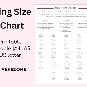 Printable Ring Size Chart Template, Ring Sizer, Ring Size Finder, Ring ...