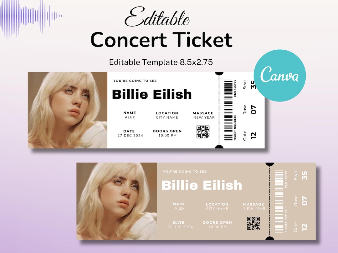 Fake Concert Ticket Template, Personalized Concert Ticket, Surprise ...