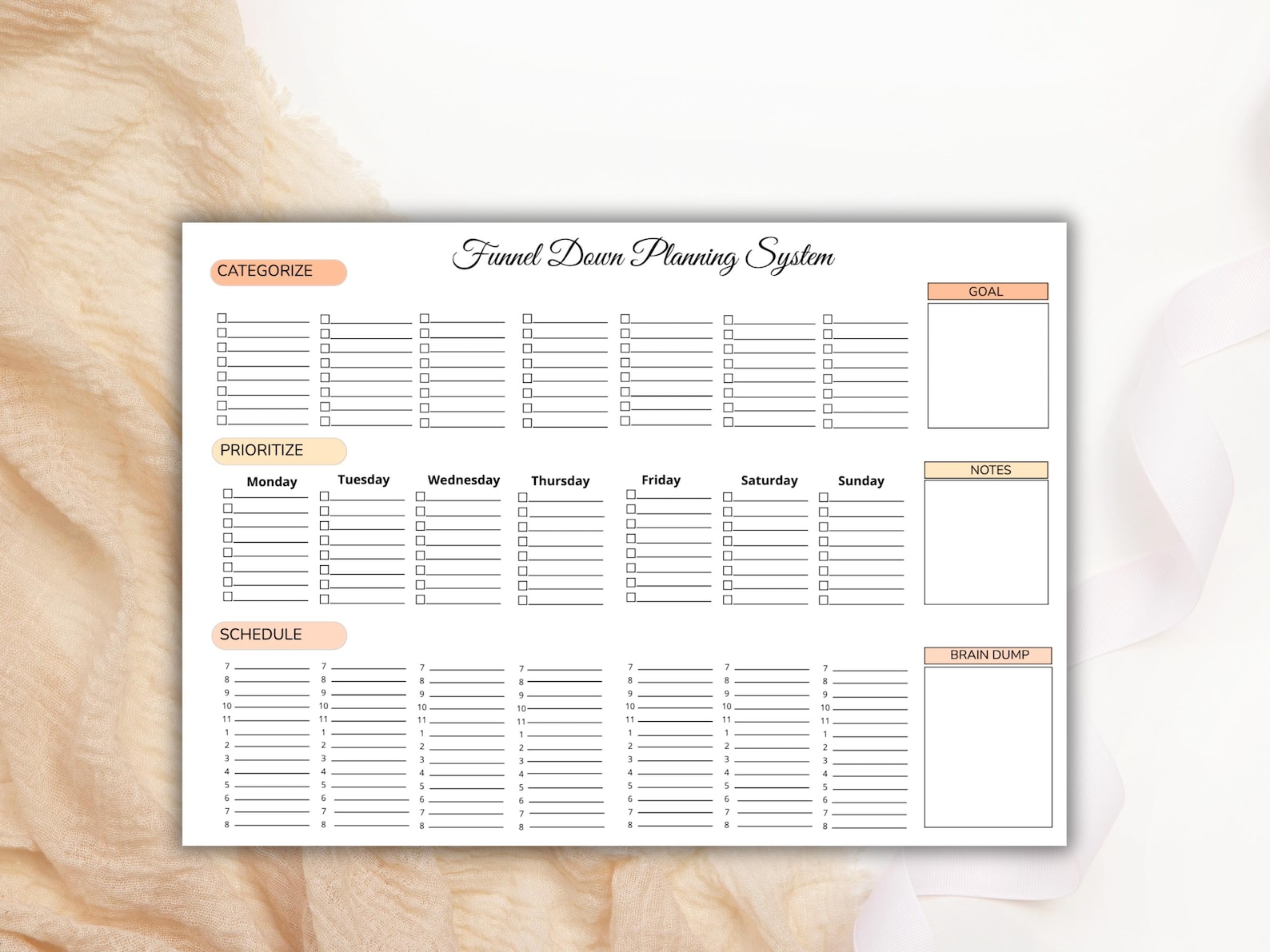 1-2-3 Funnel Down Planning System, Adult Adhd Planner, Time Management ...