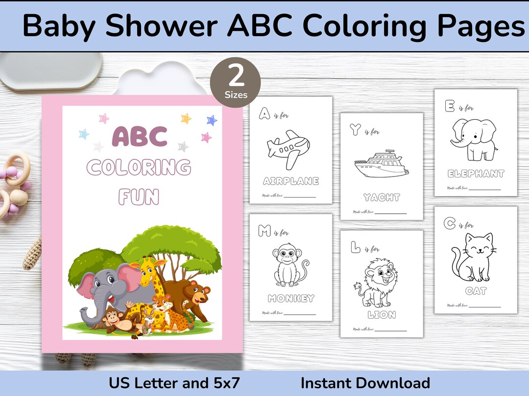 Baby Shower ABC Coloring Pages, Baby's First ABC Book, Alphabet Color ...