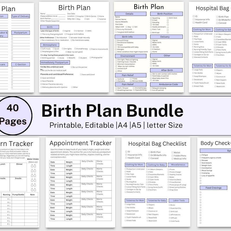 Template Birth Plan - Etsy Canada