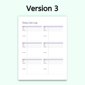 Printable Daily Call Log, Communication Log, Call Back Tracker, Missed ...