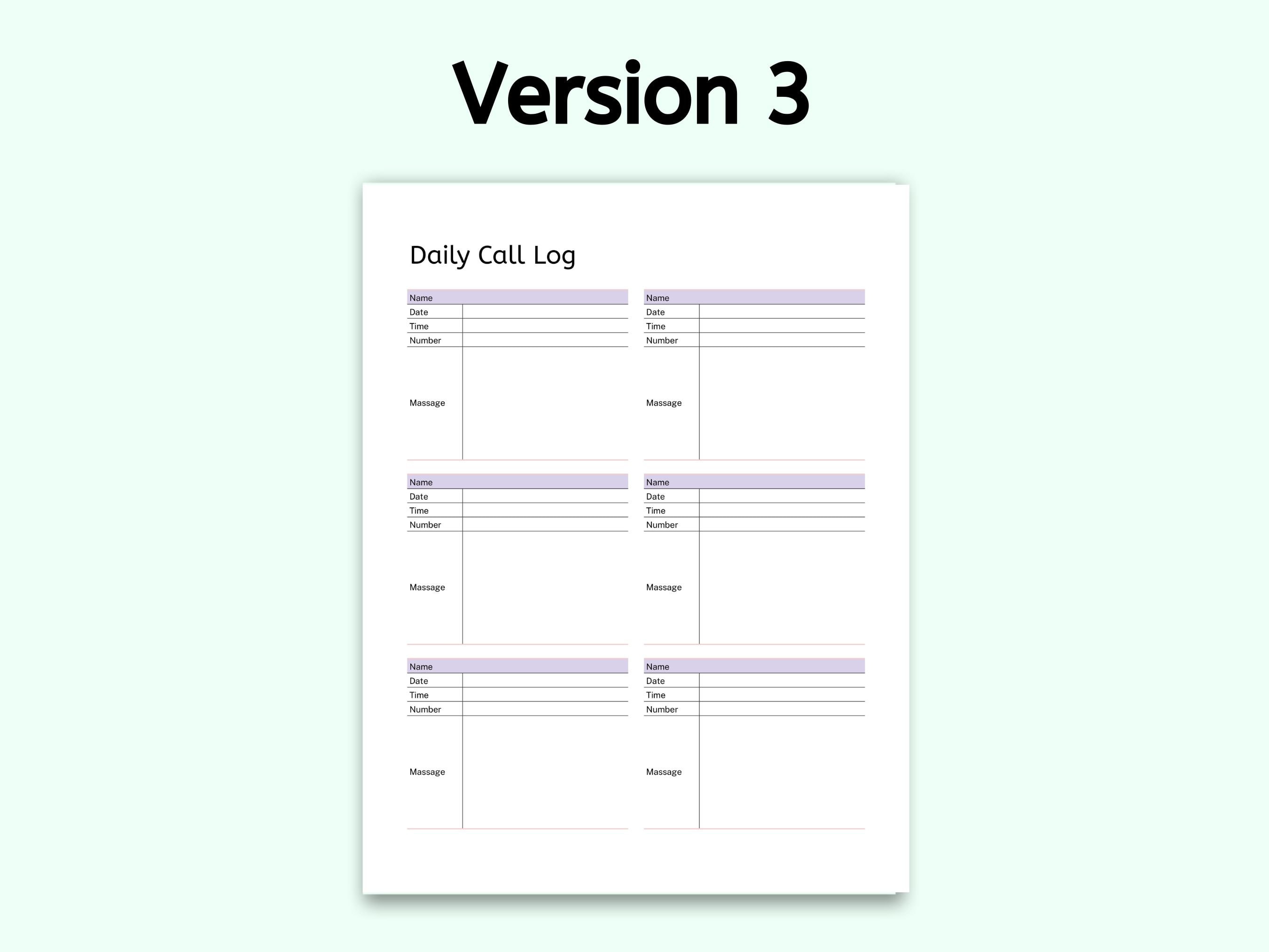 Printable Daily Call Log, Communication Log, Call Back Tracker, Missed ...