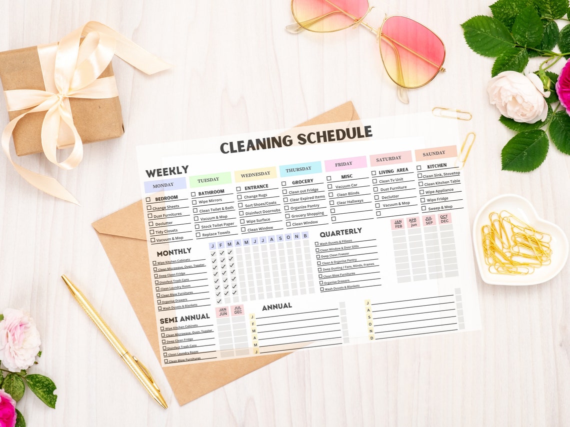 Flylady Printable Schedule, Editable Cleaning Schedule, Quarterly Check ...