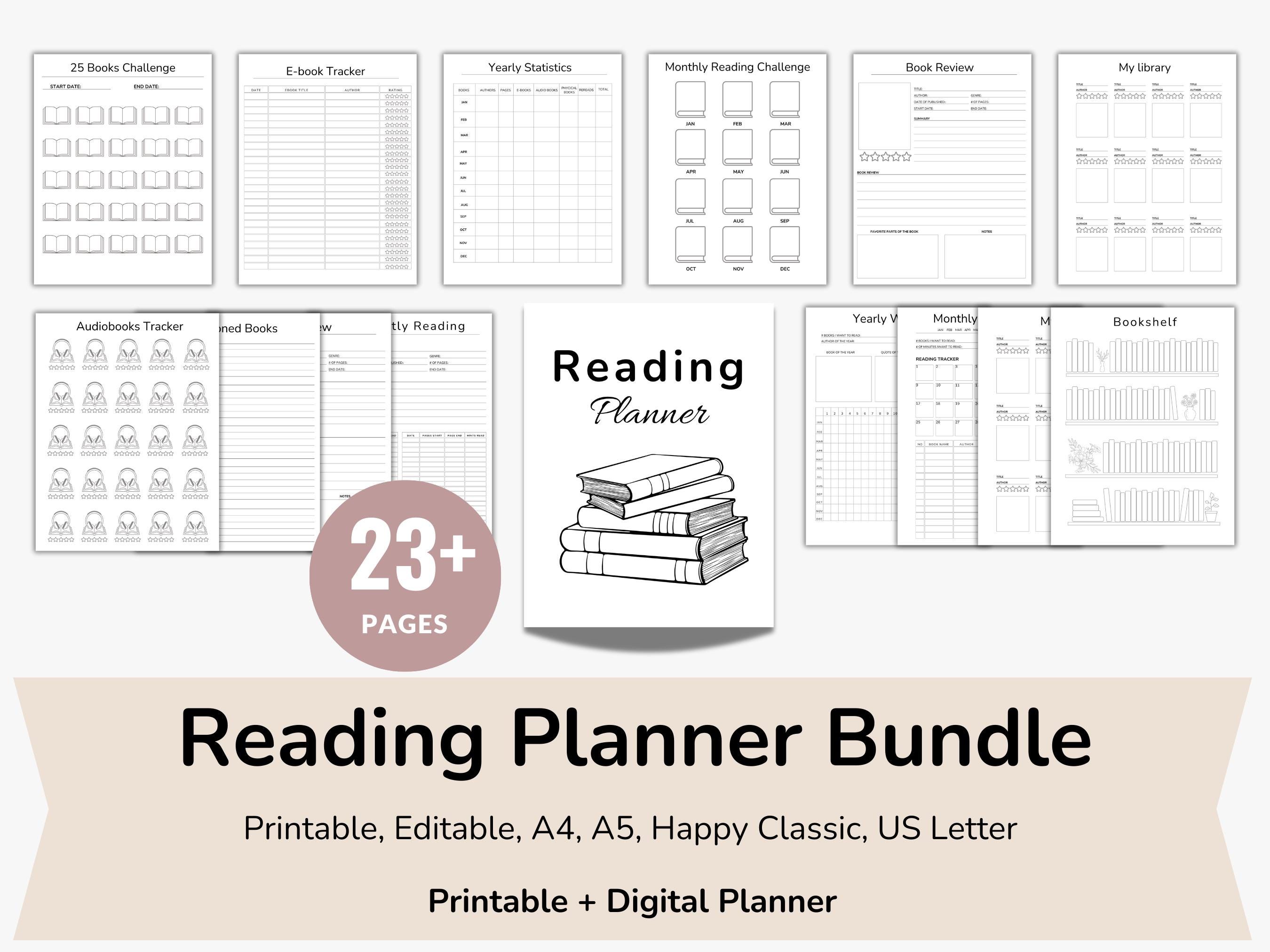 Book Reading Planner 2025 Printable, Book Reading Log Journal, Reading ...