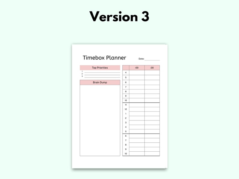Timebox Planner Printable, Time Boxing Template, Time Tracker Editable ...