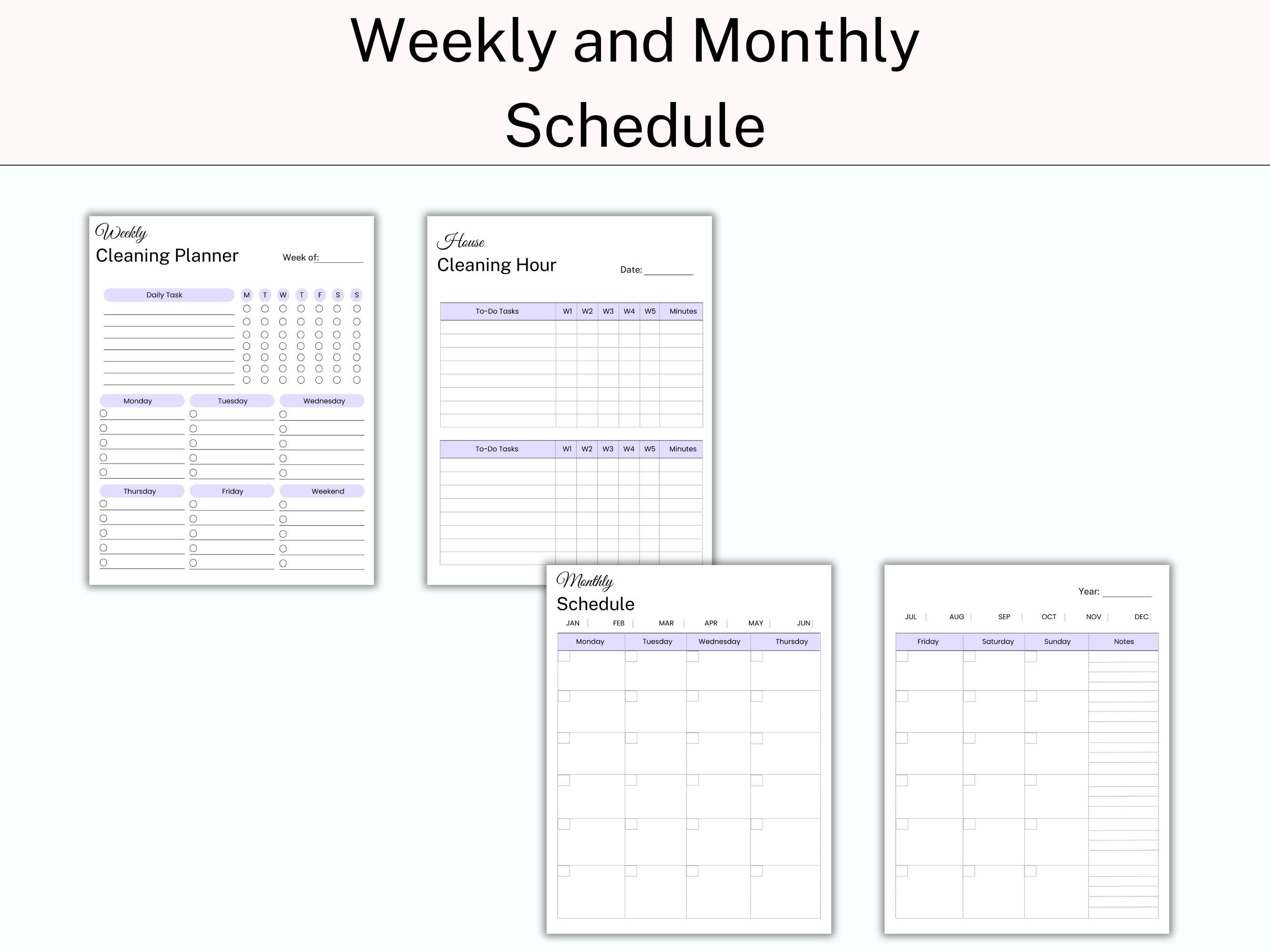 Weekly Cleaning Checklist Printable, EDITABLE Cleaning Schedule Planner ...