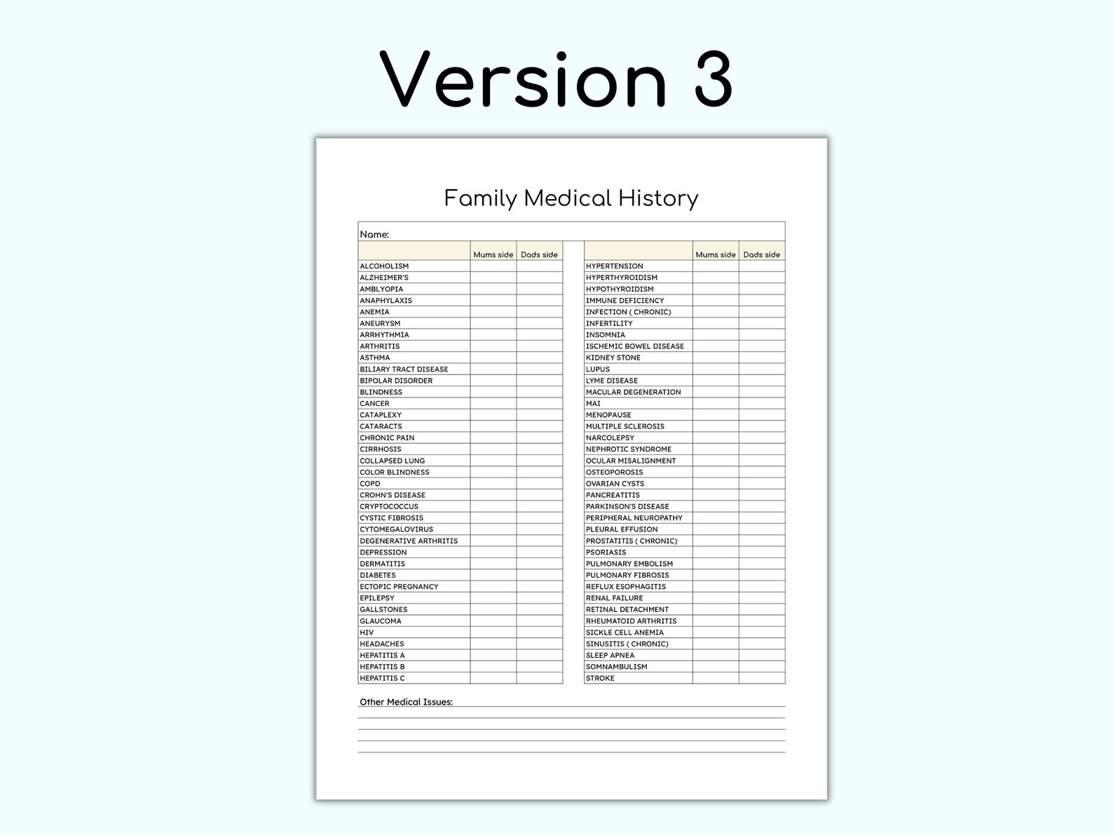 Medical History Form, Medical Log, Medical Forms Printable, Medical ...