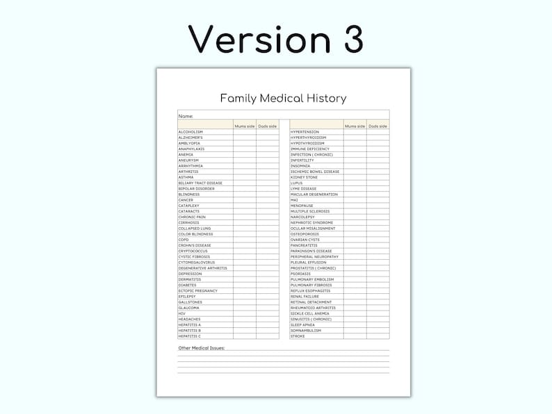 Medical History Form, Medical Log, Medical Forms Printable, Medical ...