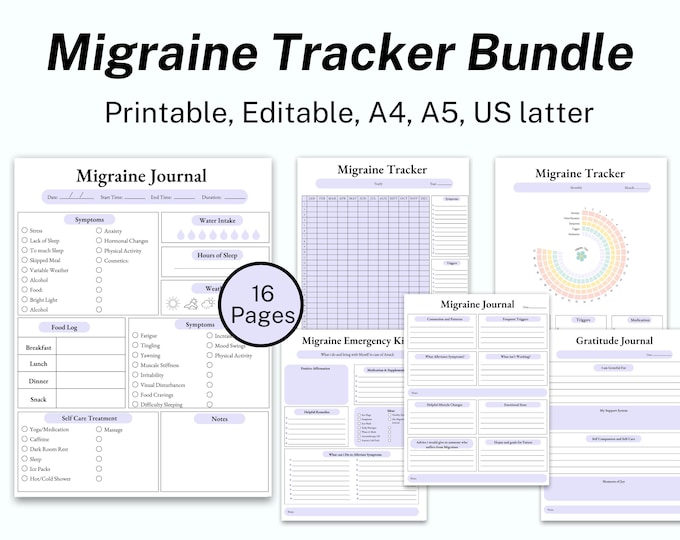Migraine Tracker Printable, Symptom Tracker, Headache Diary, Daily ...