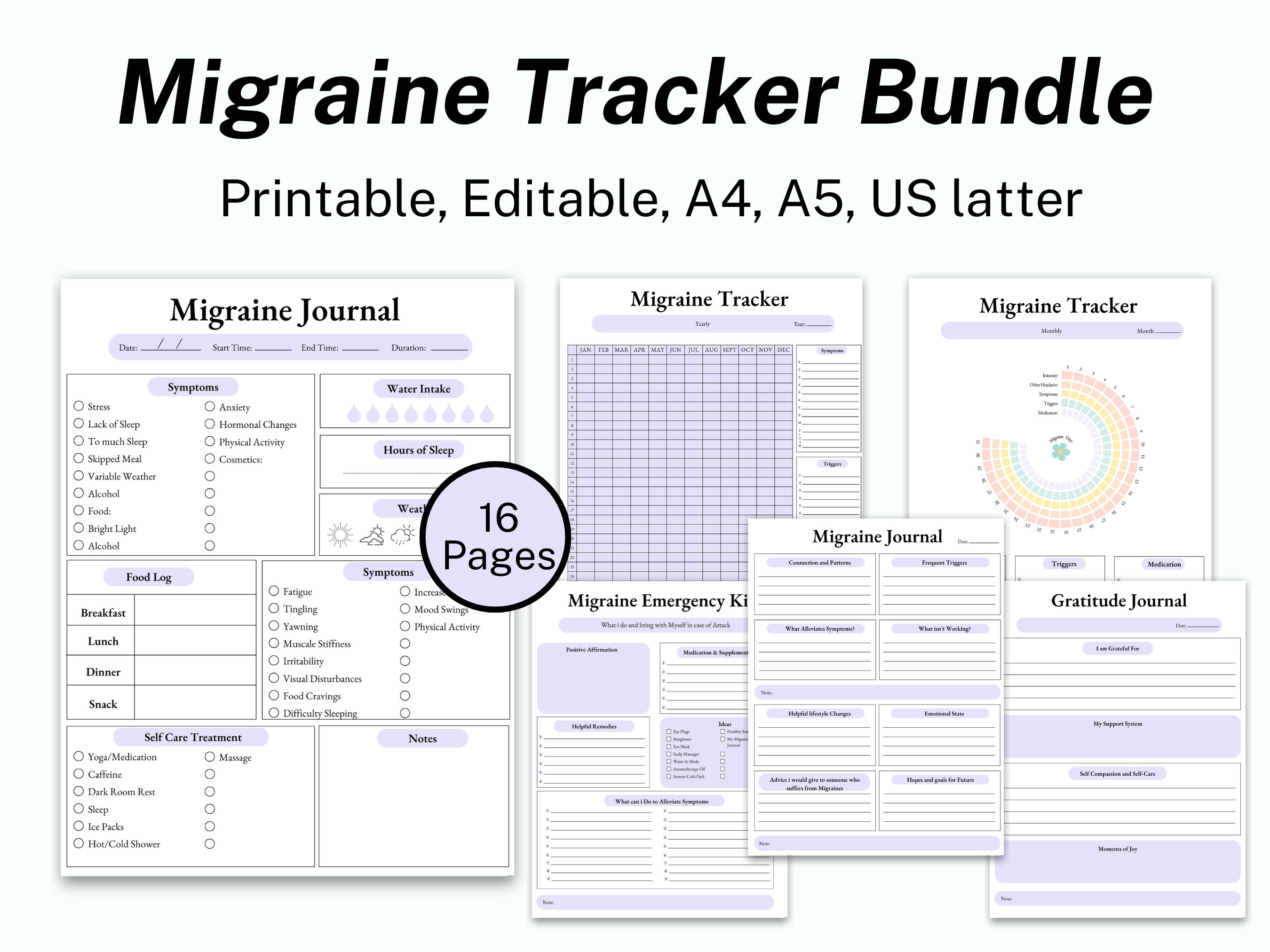 Migraine Tracker Printable, Symptom Tracker, Headache Diary, Daily ...