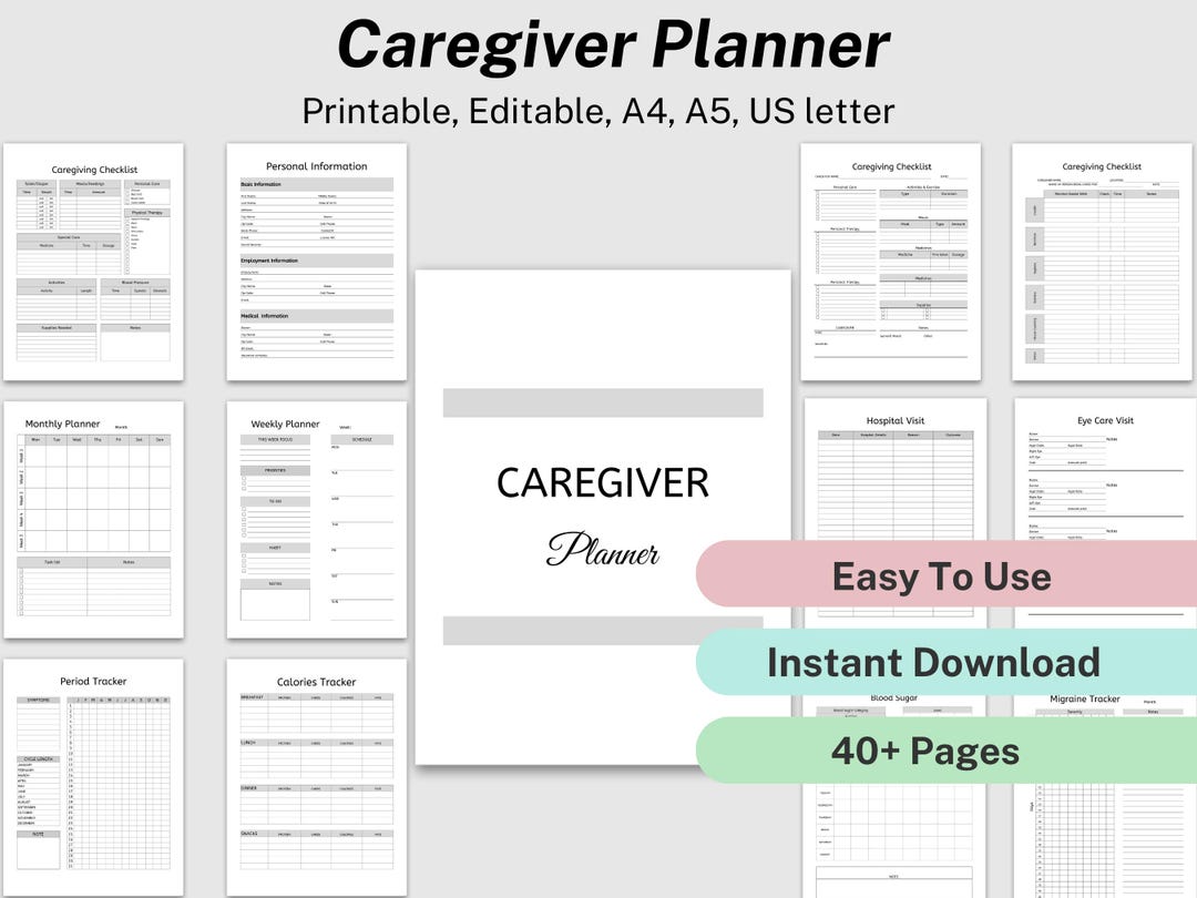 Caregiving Planner Printable, Caregiving Elderly Care, Housekeeping ...