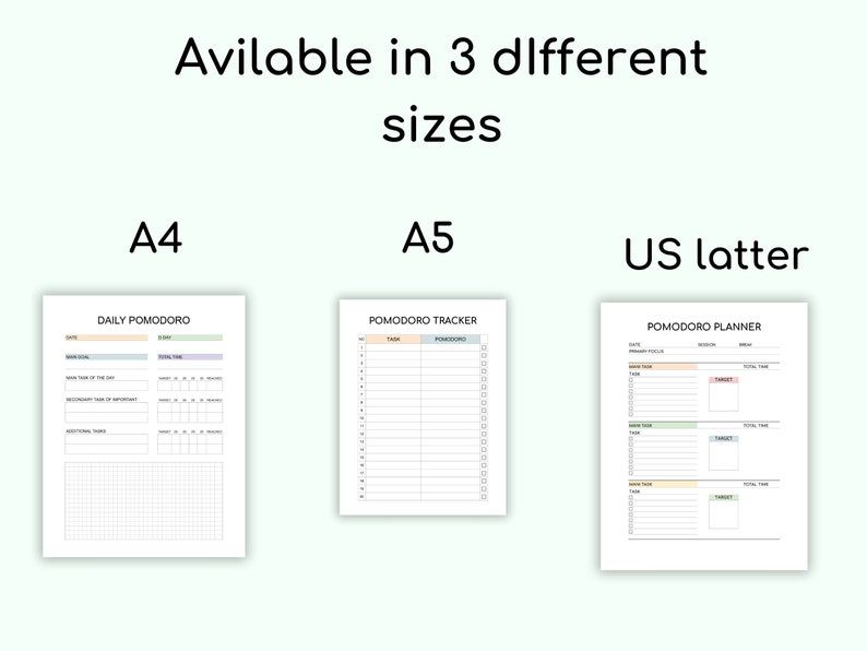 POMODORO Planner, Editable Productivity Planner A4,A5 PDF, Student Project Planner, Printable to ...