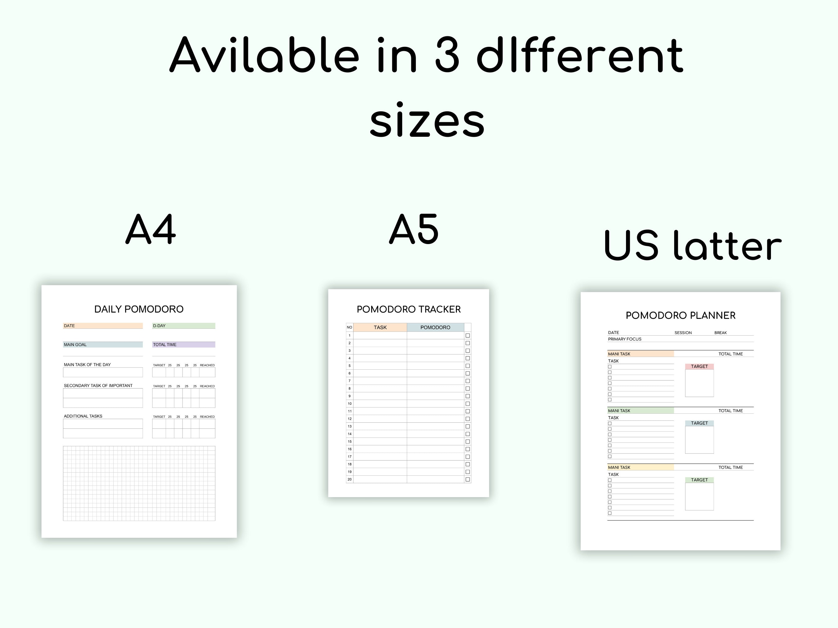 POMODORO Planner, Editable Productivity Planner A4,A5 PDF, Student ...