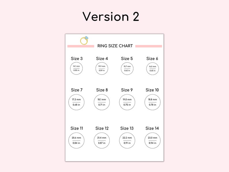Printable Ring Size Chart Template, Ring Sizer, Ring Size Finder, Ring ...