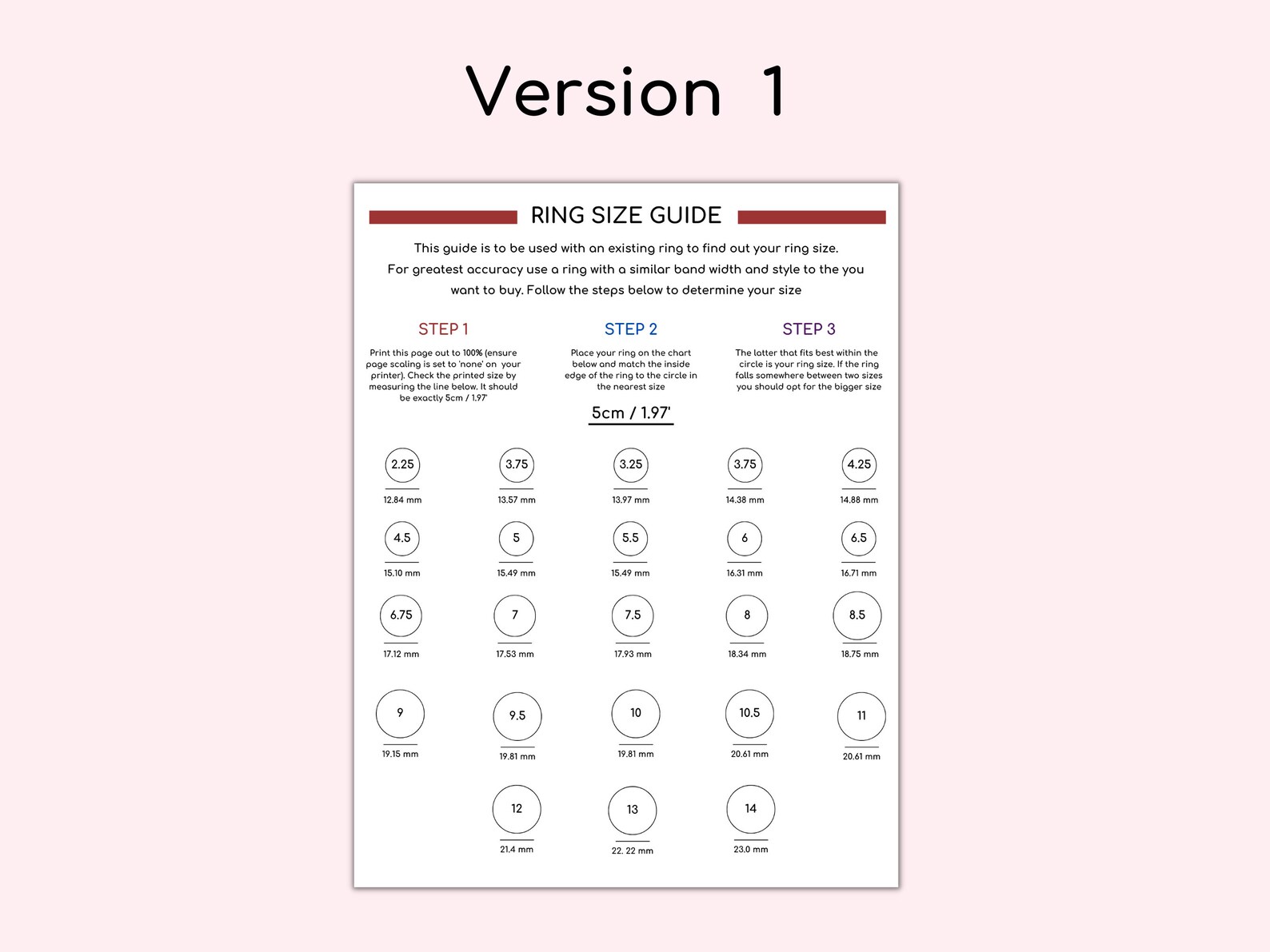 Printable Ring Size Chart Template, Ring Sizer, Ring Size Finder, Ring ...