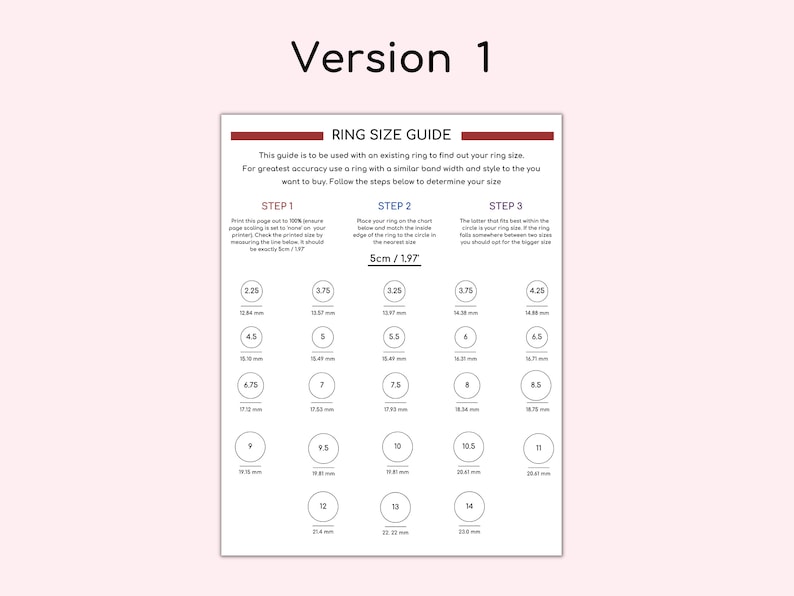 Printable Ring Size Chart Template, Ring Sizer, Ring Size Finder, Ring ...