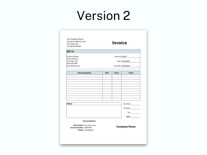 Invoice Template PDF Word, Excel Invoice Tracker, Small Business Google ...