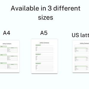 Utility Contacts Template Printable, Utility Service Address Book ...