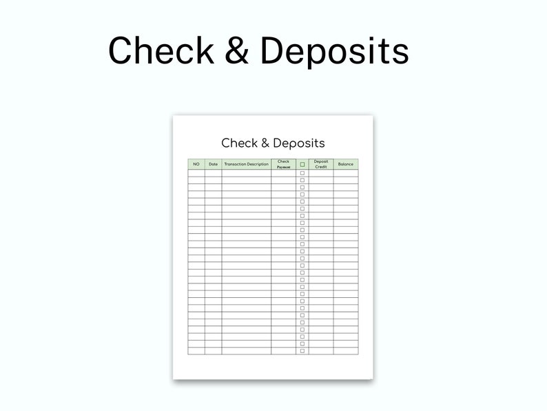 Checkbook Register Printable, Transaction Register, Check Register ...
