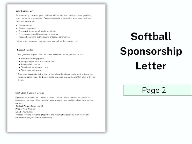 Softball Sponsorship Letter Template, Sponsorship Proposal, Sponsorship ...