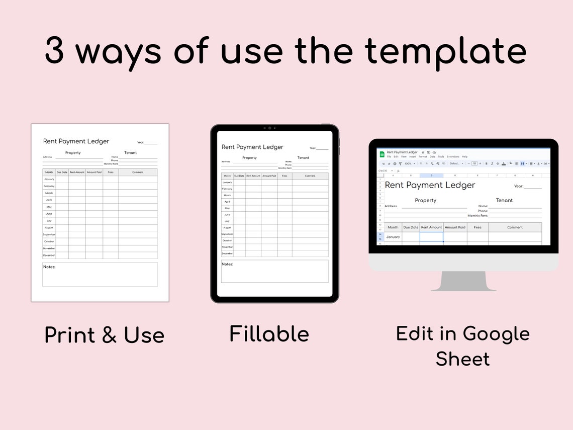 Rental Ledger Template, Airbnb Rent Payment, Rent Payment Tracker ...