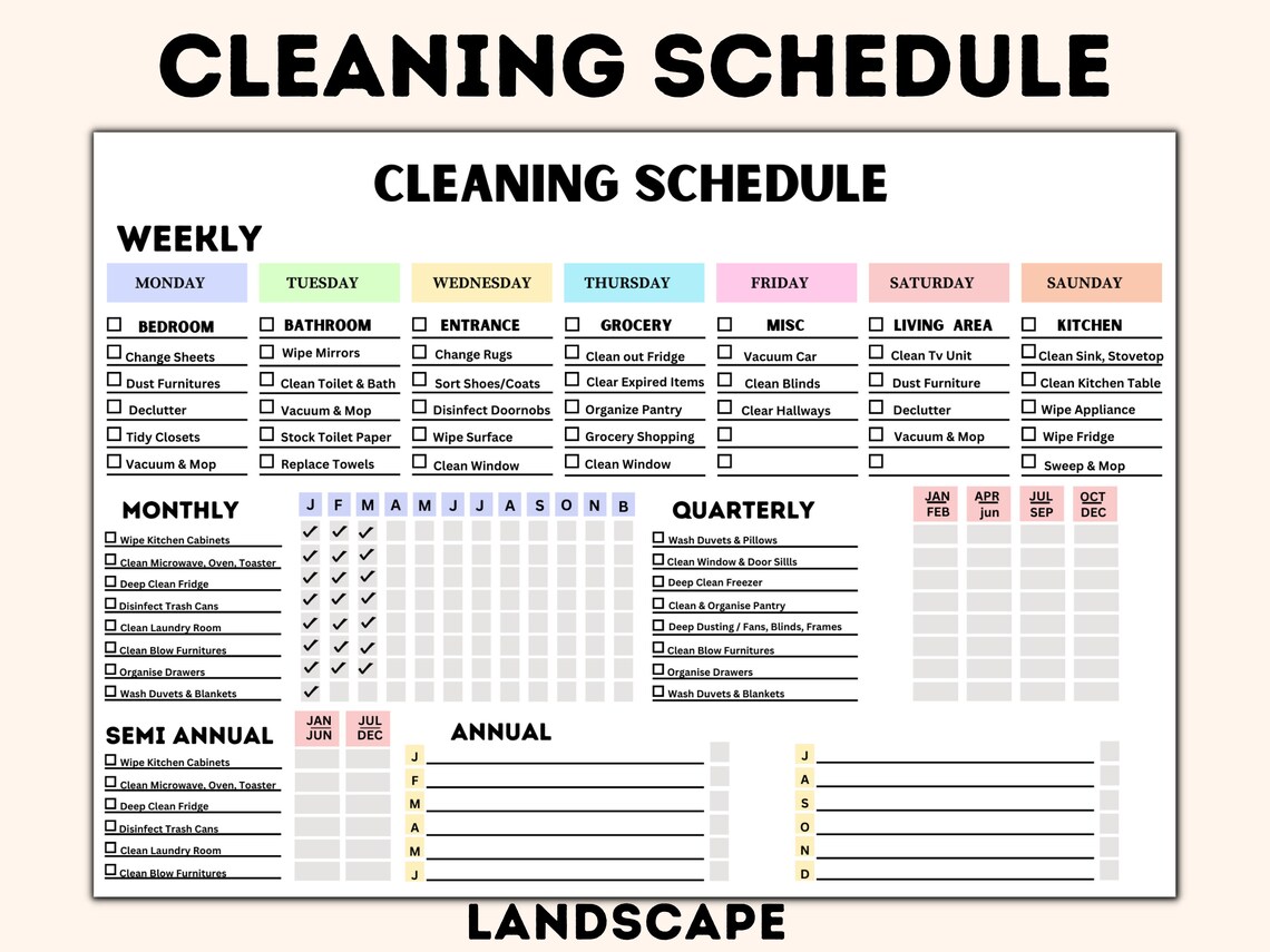 Flylady Printable Schedule, Editable Cleaning Schedule, Quarterly Check ...