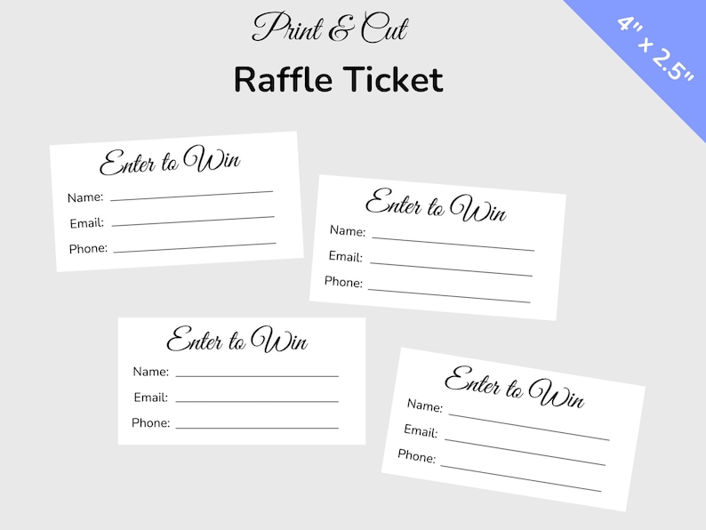 Editable Raffle Ticket Template, Enter to Win Form, Fundraiser Ticket ...