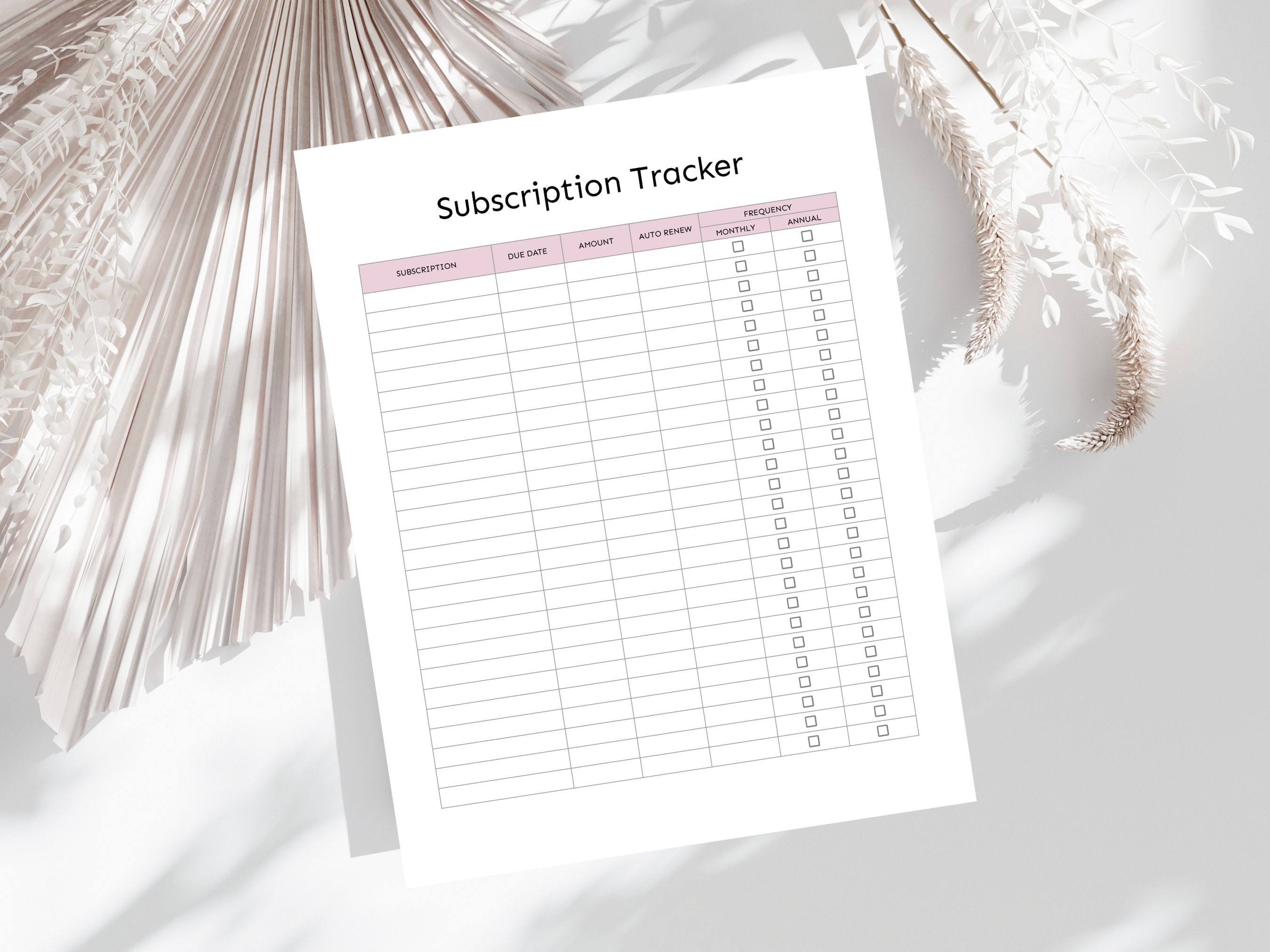 Subscription Tracker Printable 5 Pages, Membership Checklist, Expense ...