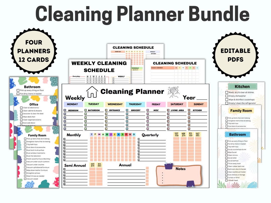 Printable Flylady Schedule, EDITABLE Cleaning Schedule Planner ...