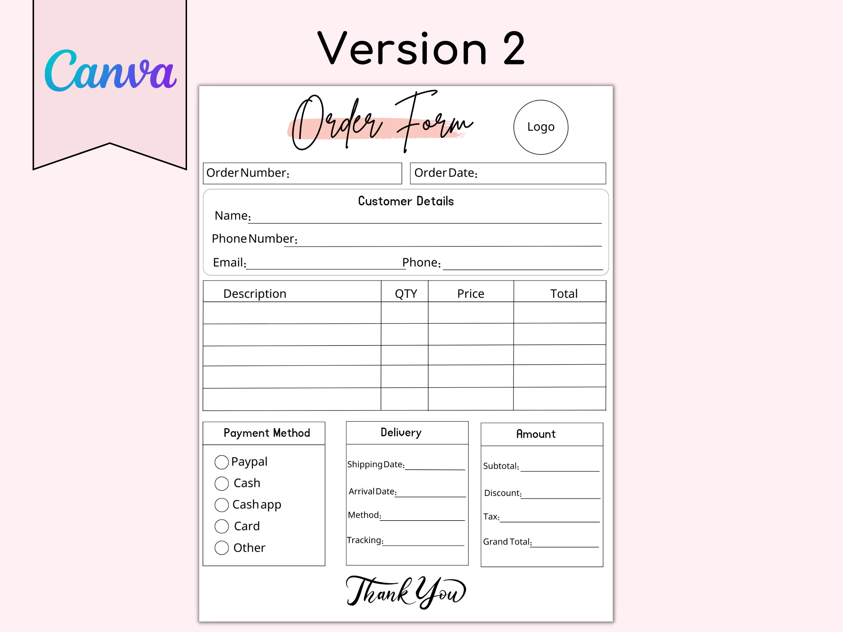 Order Form Editable, Crafters Order Form Template, Etsy Shop Craft ...