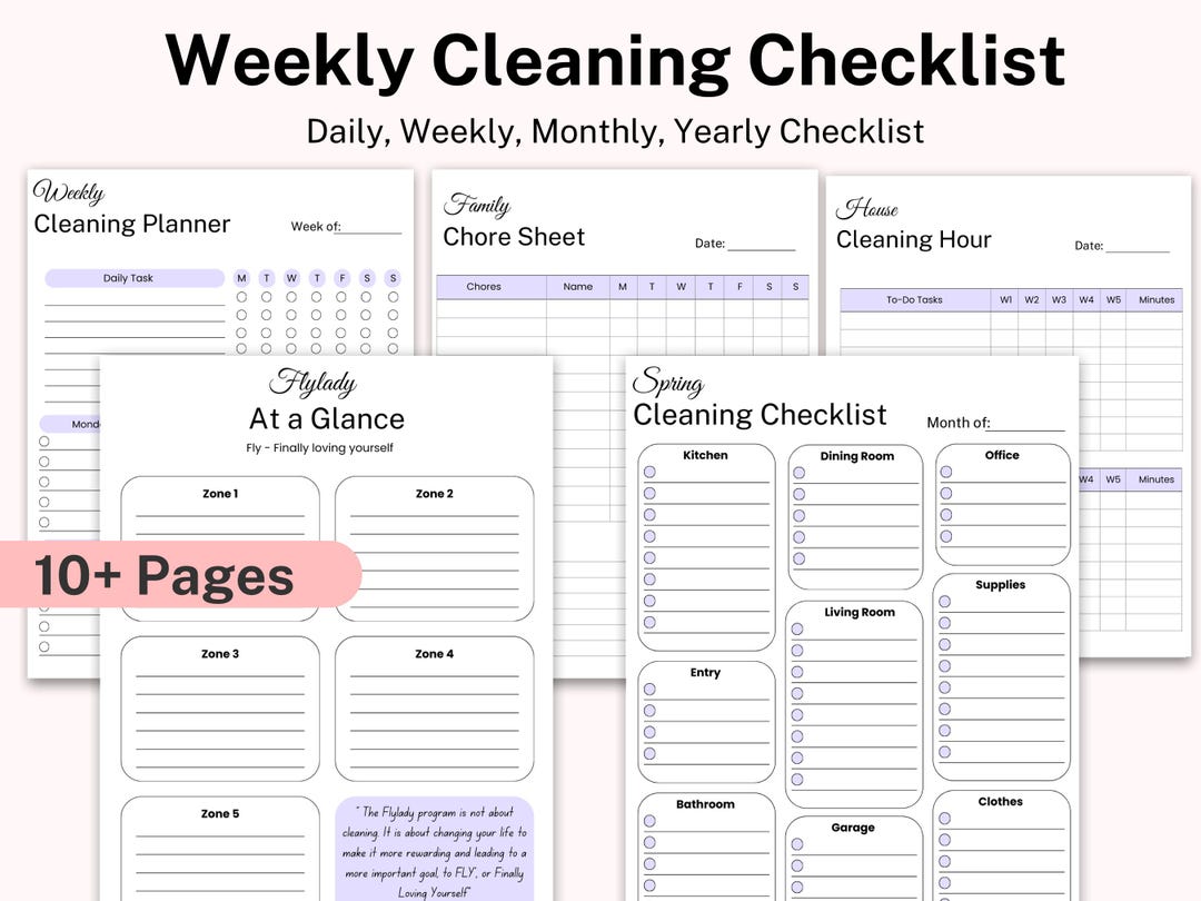 Weekly Cleaning Checklist Printable, EDITABLE Cleaning Schedule Planner ...