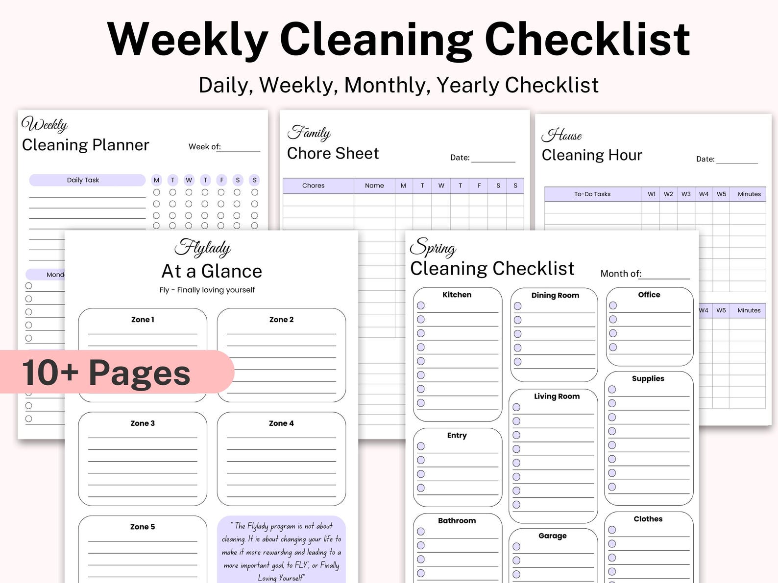 Weekly Cleaning Checklist Printable, EDITABLE Cleaning Schedule Planner ...