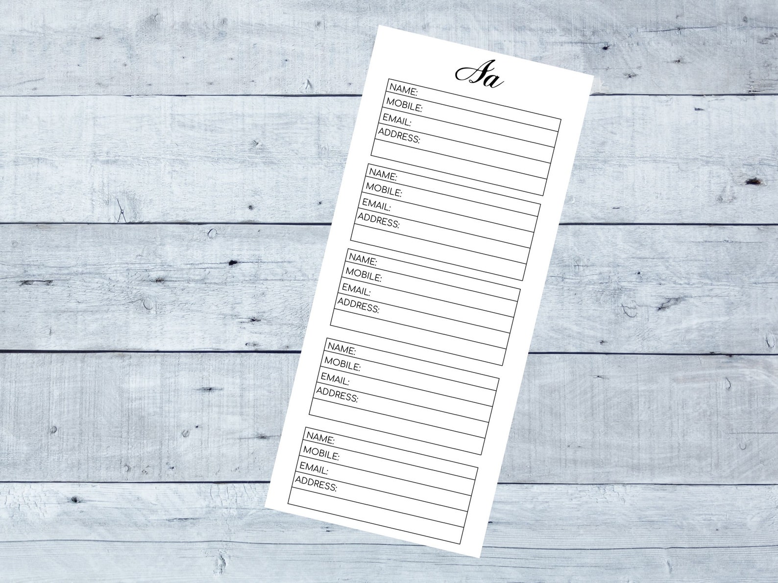 Refillable Address Book Google Sheet, Address Book Printable, Contacts ...