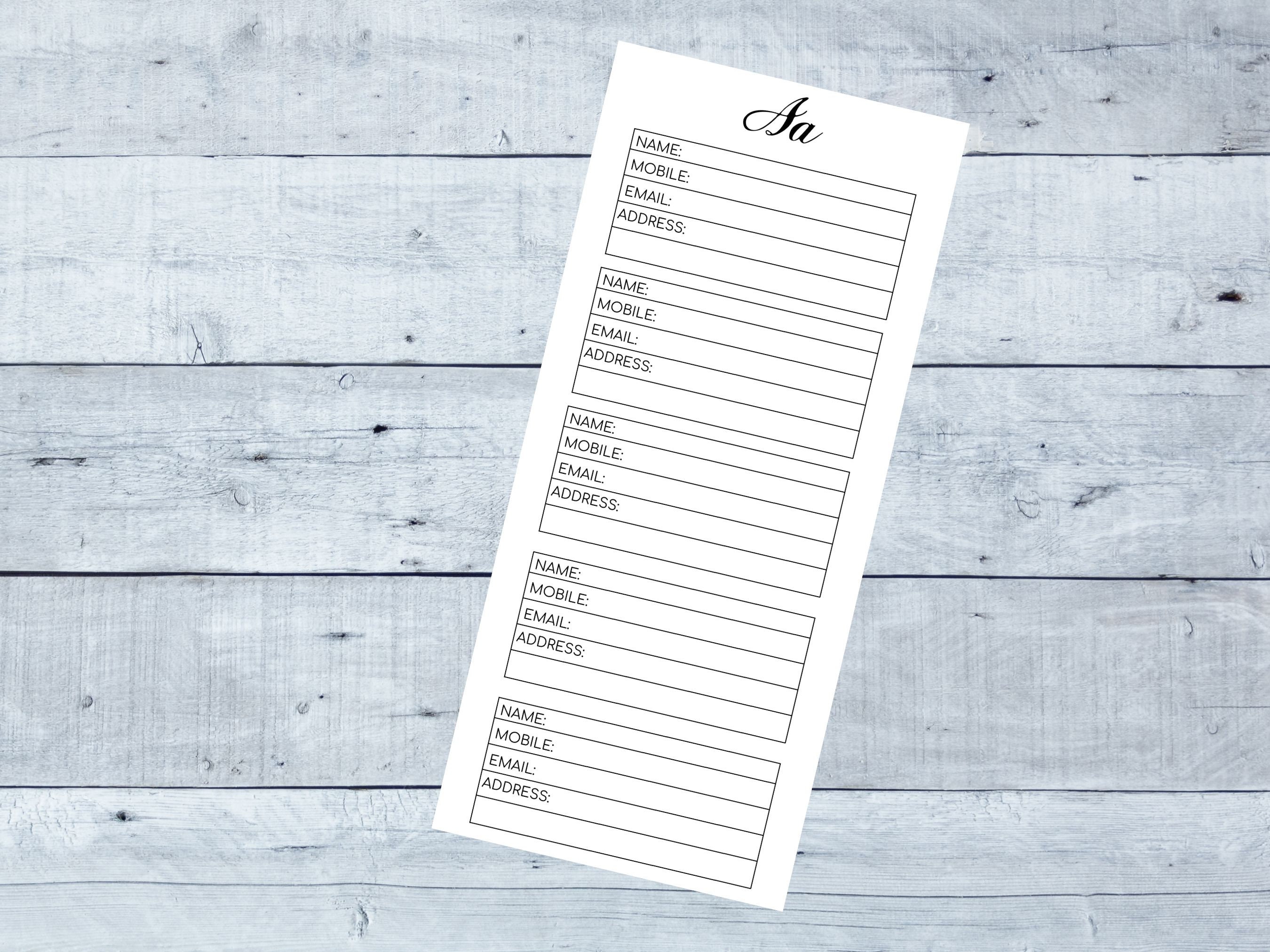 Refillable Address Book Google Sheet, Address Book Printable, Contacts ...