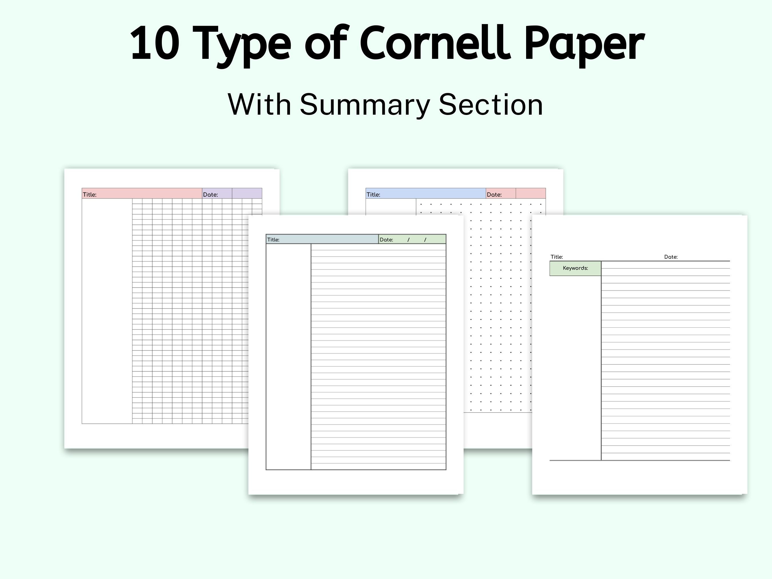 Cornell Notes Printable Bundle Pack, Cornell Notes Method, Student Note ...