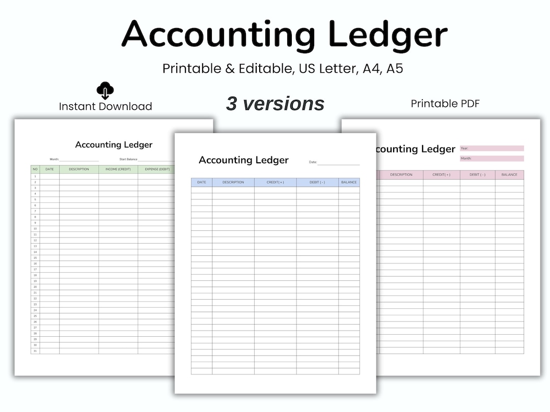 Printable Accounting Ledger: Small Business Bookkeeping (PDF, Google ...