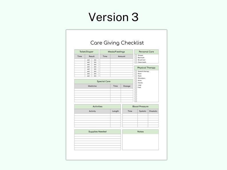 EDITABLE Caregiving Elderly Care Checklist, Senior Care, Self Care ...