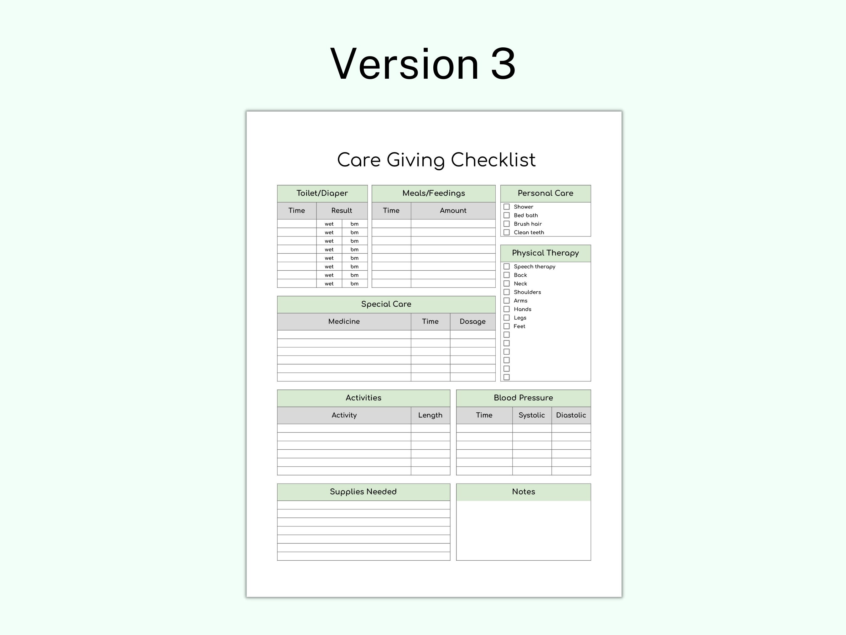EDITABLE Caregiving Elderly Care Checklist, Senior Care, Self Care ...